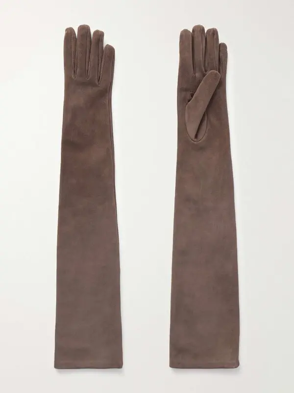 Nour Hammour Suede Gloves - Gray