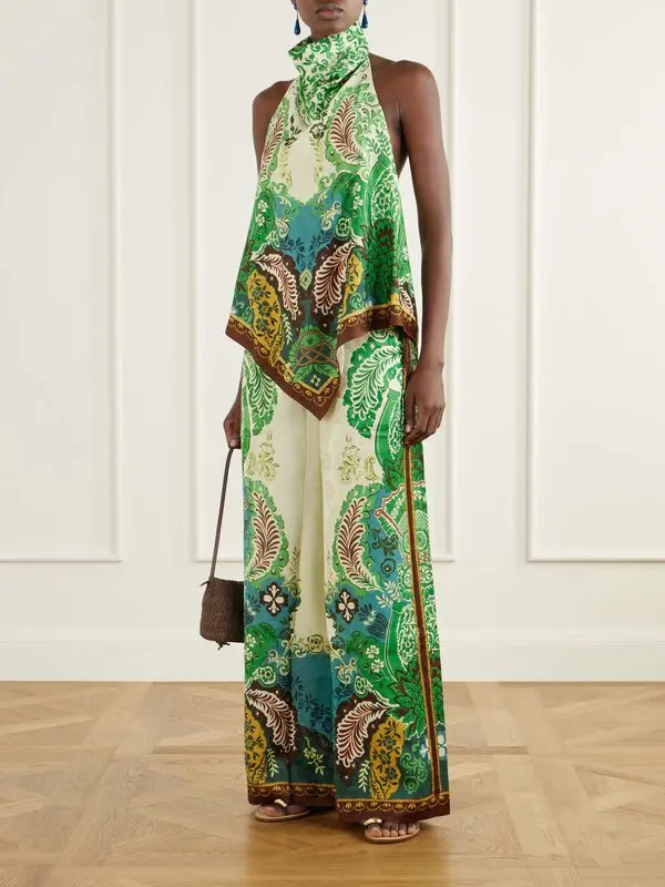 ALEMAIS Florence Floral-jacquard Satin Blouse