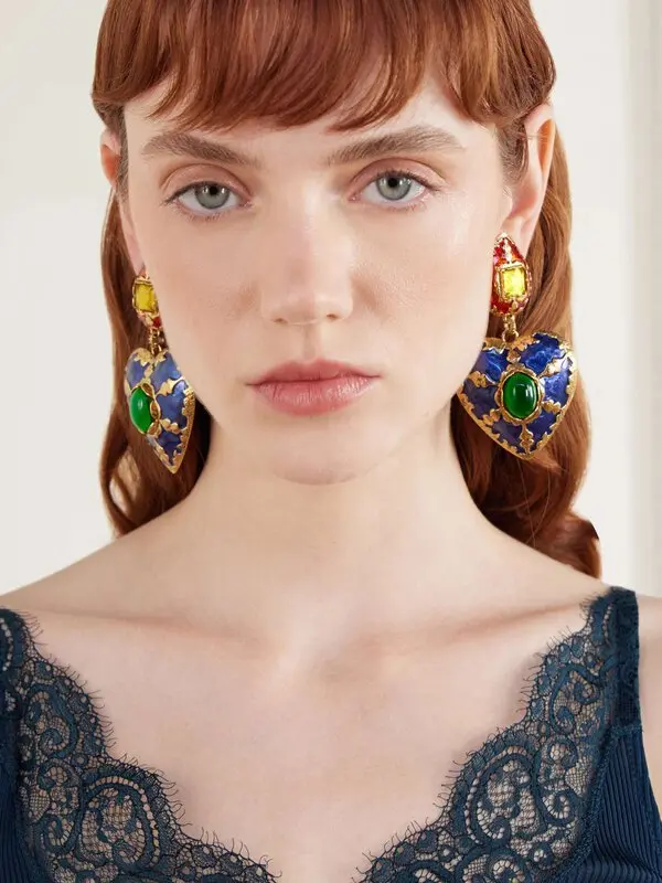Saint Laurent Bo Coeur Embellished Earrings
