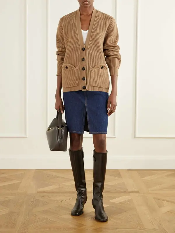 BLAZÉ MILANO Highland Uda Ribbed Wool And Cashmere-blend Cardigan