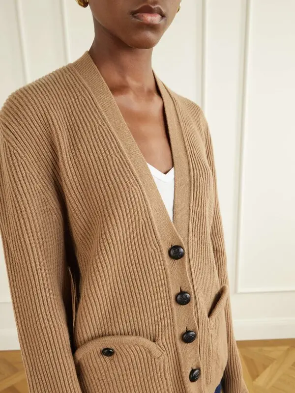 BLAZÉ MILANO Highland Uda Ribbed Wool And Cashmere-blend Cardigan