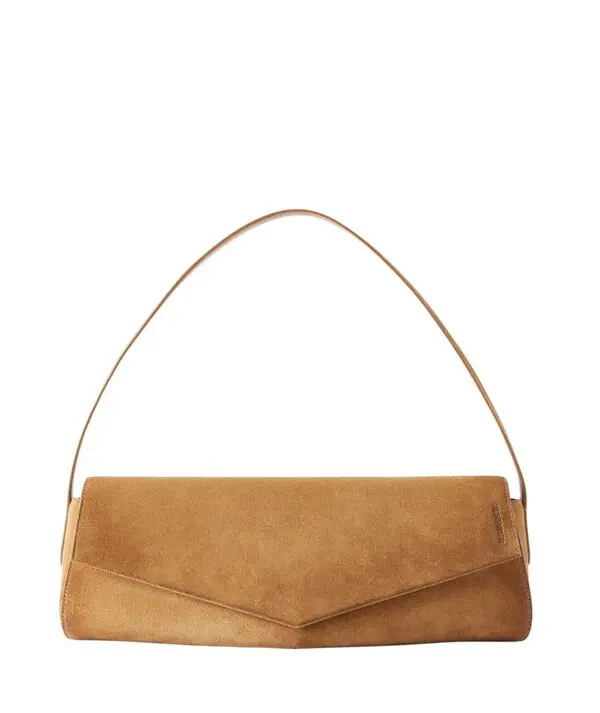 JIL SANDER Kante Suede Shoulder Bag - Tan