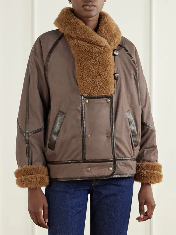 MARANT ETOILE Olinka Plush-trimmed Shell Coat
