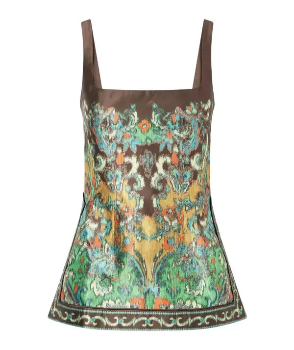 ALEMAIS Charlotte Printed Satin-twill Blouse - Brown