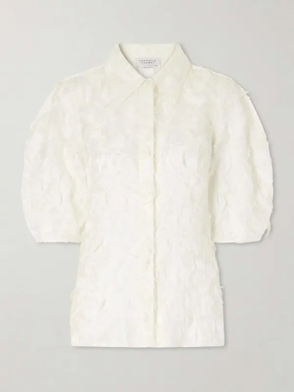 Gabriela Hearst Sansi Fil Coupè Silk And Wool-blend Blouse - Ivory