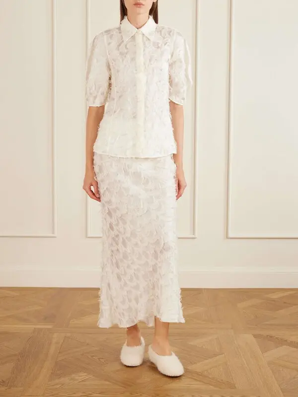 Gabriela Hearst Sansi Fil Coupè Silk And Wool-blend Blouse