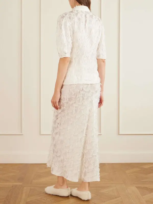Gabriela Hearst Sansi Fil Coupè Silk And Wool-blend Blouse
