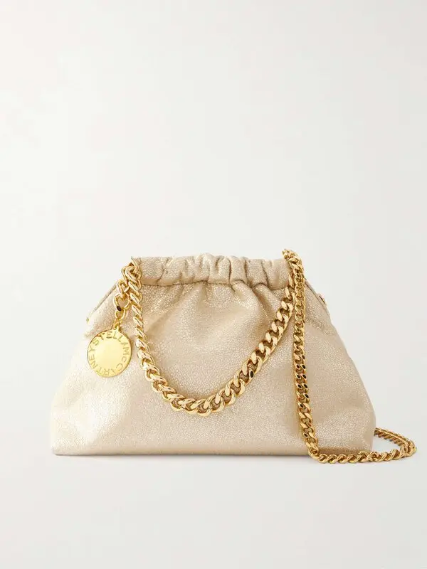 Stella McCartney Falabella Mini Metallic Vegetarian Material Drawstring Bag