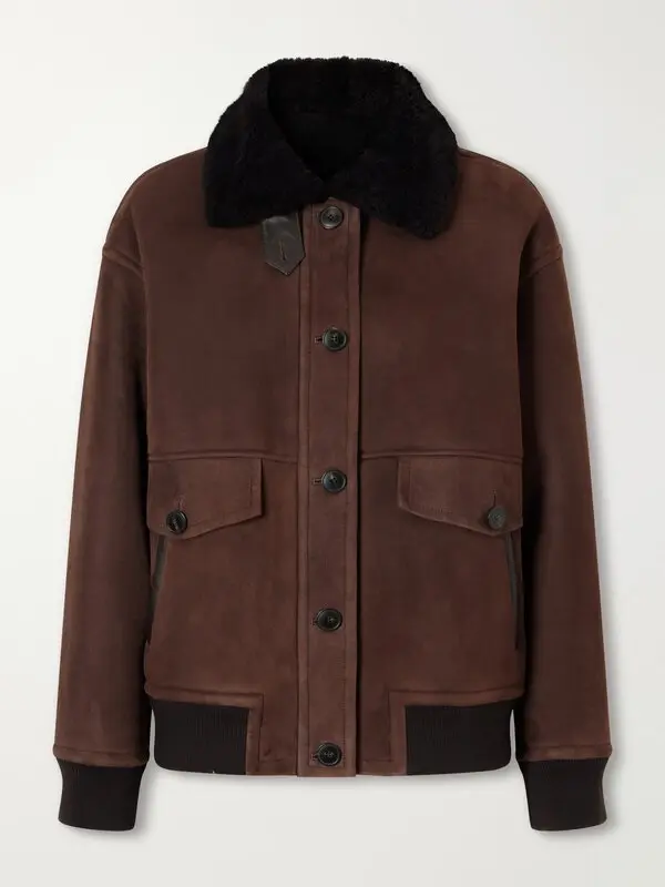 YVES SALOMON Shearling-trimmed Suede Jacket