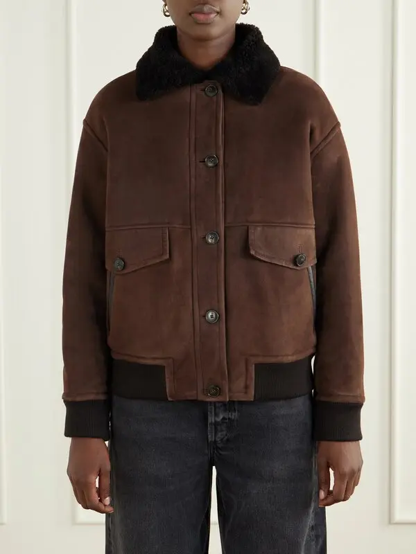 YVES SALOMON Shearling-trimmed Suede Jacket