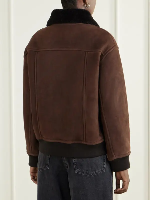 YVES SALOMON Shearling-trimmed Suede Jacket