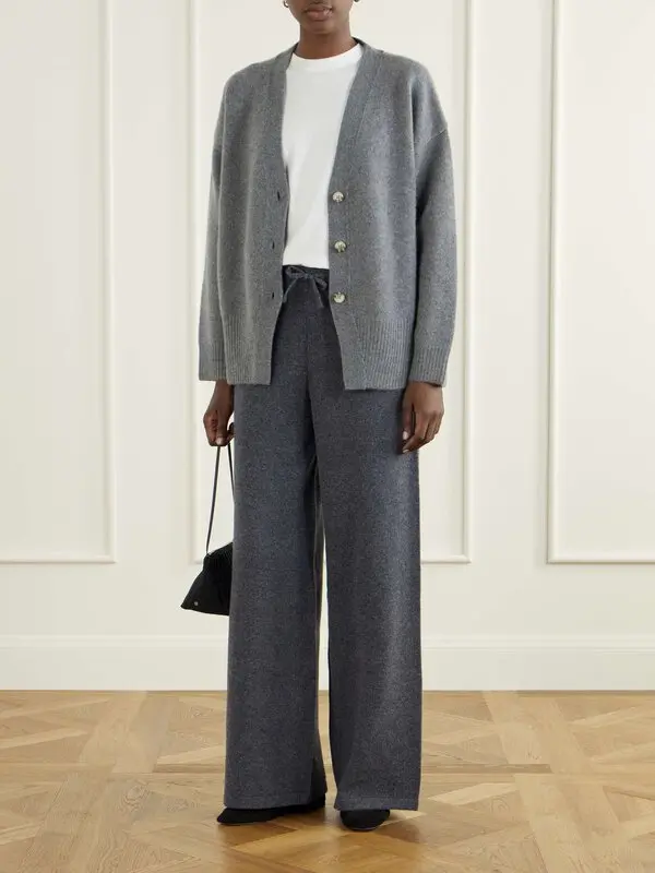 YVES SALOMON Drawstring Wool-blend Wide-leg Pants