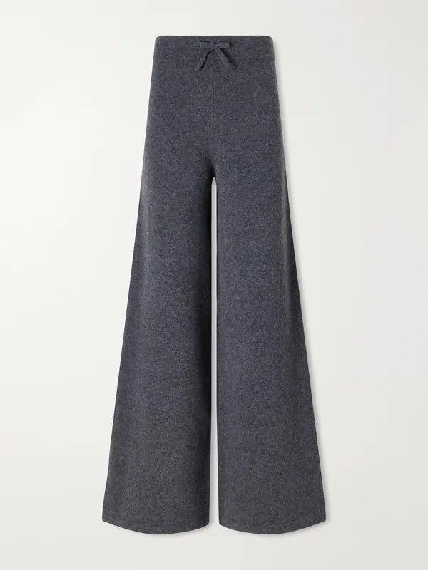 YVES SALOMON Drawstring Wool-blend Wide-leg Pants