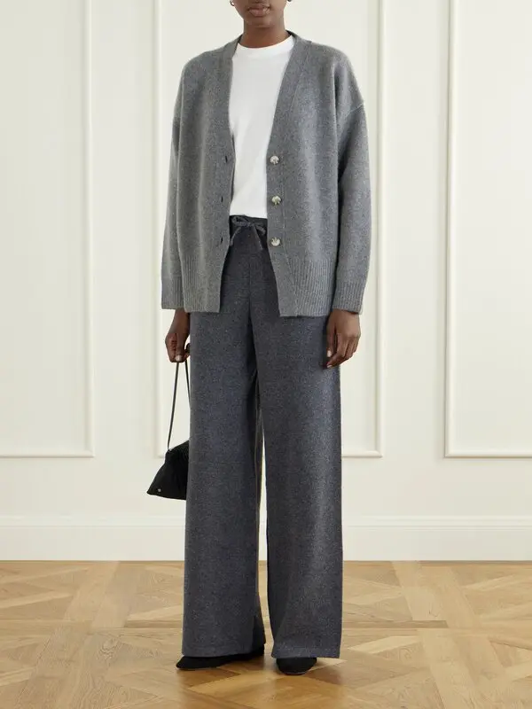 YVES SALOMON Drawstring Wool-blend Wide-leg Pants