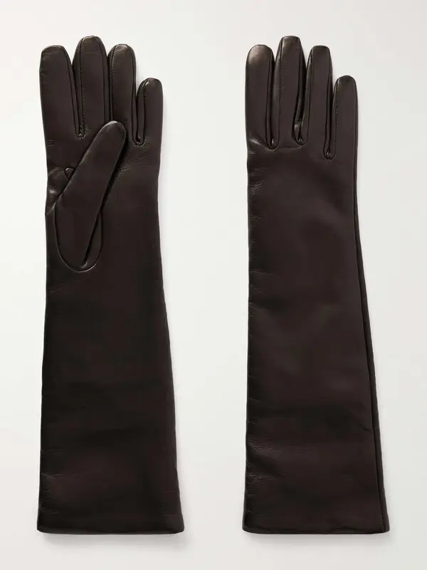 Nour Hammour Leather Gloves - Black