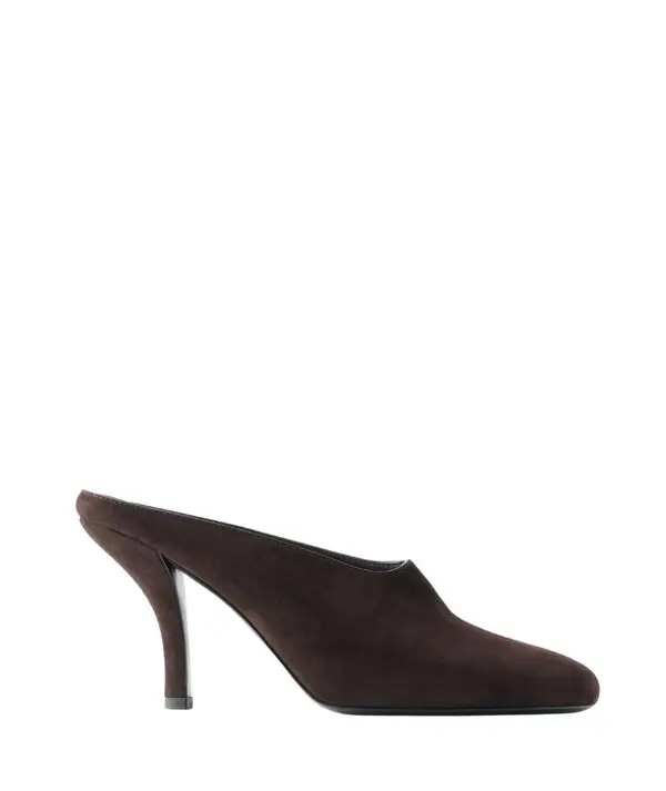 TOTEME Contour Suede Mules - Dark Brown
