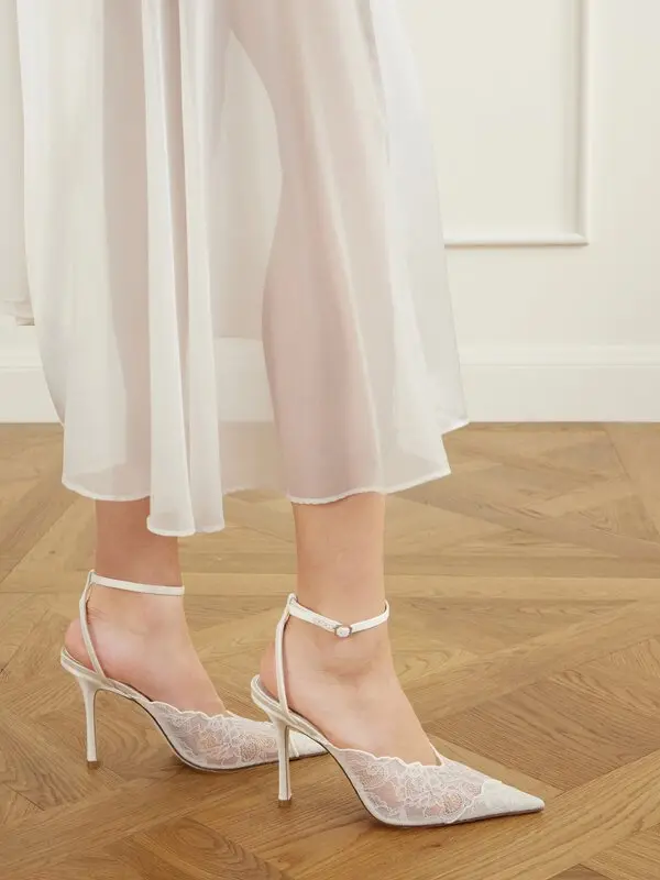 JIMMY CHOO Faiz 100 Lace Pumps - Neutrals