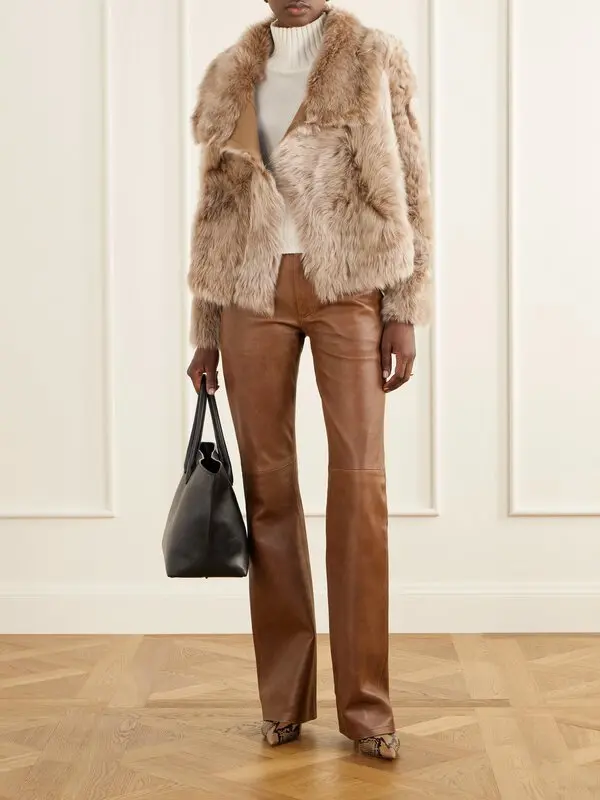 YVES SALOMON Reversible Shearling And Leather Jacket - Brown
