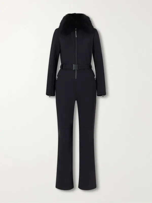 YVES SALOMON Shearling-trimmed Belted Ski Suit