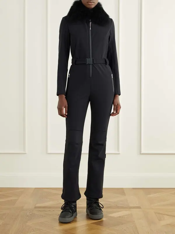 YVES SALOMON Shearling-trimmed Belted Ski Suit