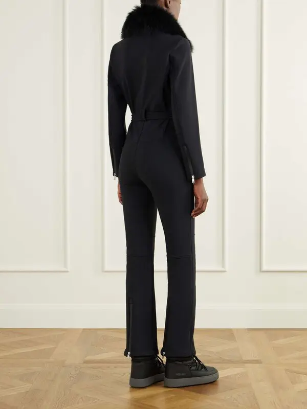 YVES SALOMON Shearling-trimmed Belted Ski Suit
