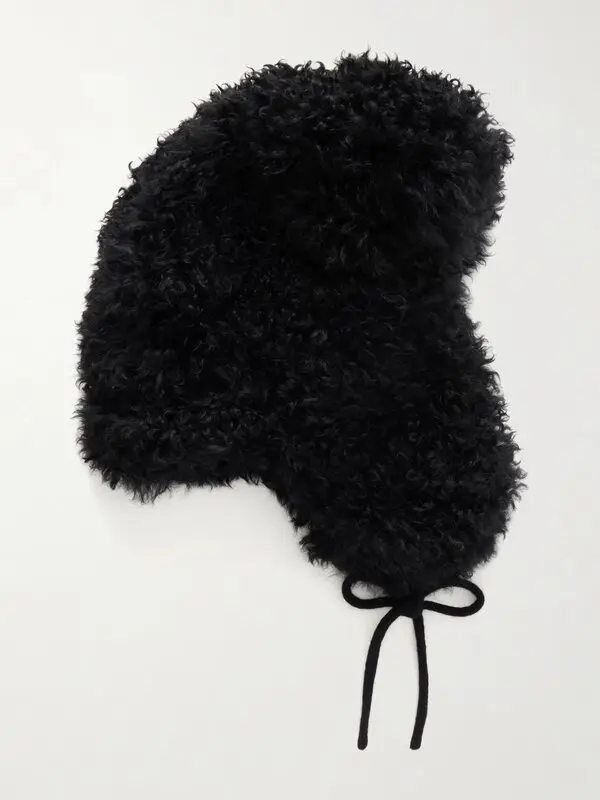 YVES SALOMON Shearling Trapper Hat - Black