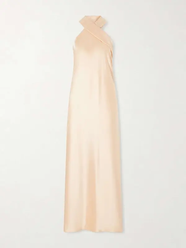 Galvan Pandora Satin Halterneck Midi Dress