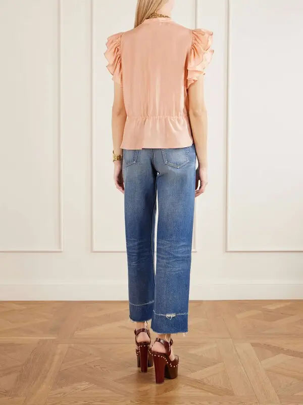 Chloé Ruffled Lace-trimmed Silk-habotai Blouse