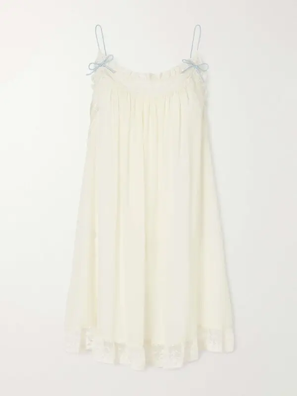 DÔEN Penelope Lace-trimmed Silk Mini Dress - Cream