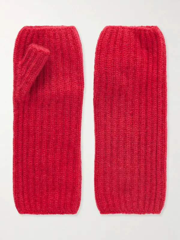 Johnstons Of Elgin Della Ribbed-knit Cashmere Gloves - Claret