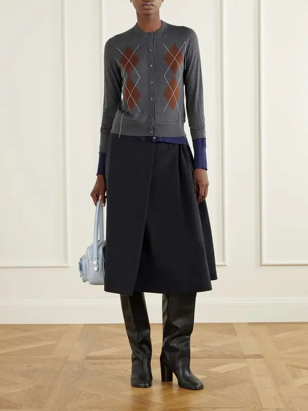 Acne Studios Argyle Silk, Wool And Cashmere-blend Cardigan