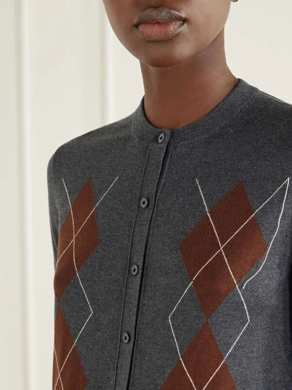 Acne Studios Argyle Silk, Wool And Cashmere-blend Cardigan