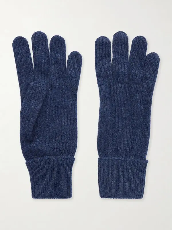 Johnstons Of Elgin Doris Cashmere-blend Gloves - Blue