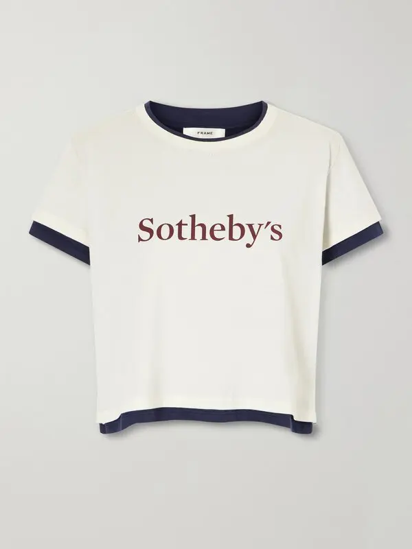 FRAME Sotheby's Printed Cotton-jersey T-shirt - Neutrals