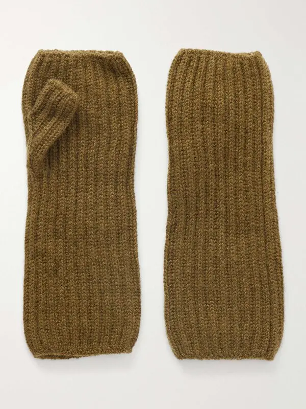 Johnstons Of Elgin Della Ribbed-knit Cashmere Gloves - Tan