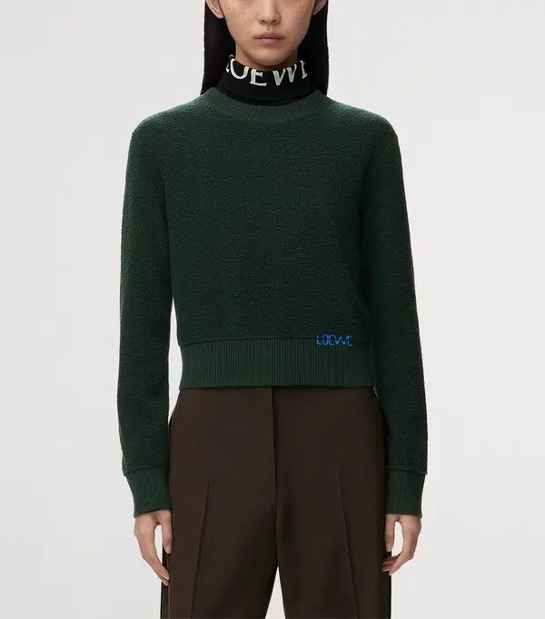 Loewe Wool-blend Embroidered Sweater - Green