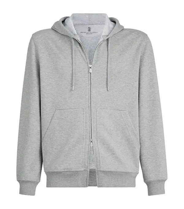 Brunello Cucinelli French Terry Zip-up Hoodie - Grey