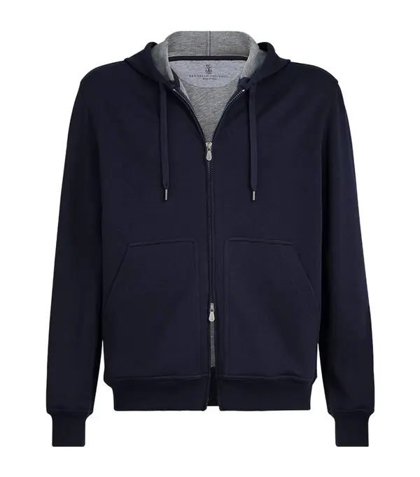 Brunello Cucinelli French Terry Zip-up Hoodie - Blue