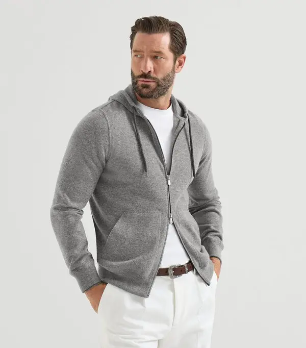 Brunello Cucinelli Cashmere Hooded Cardigan - Grey