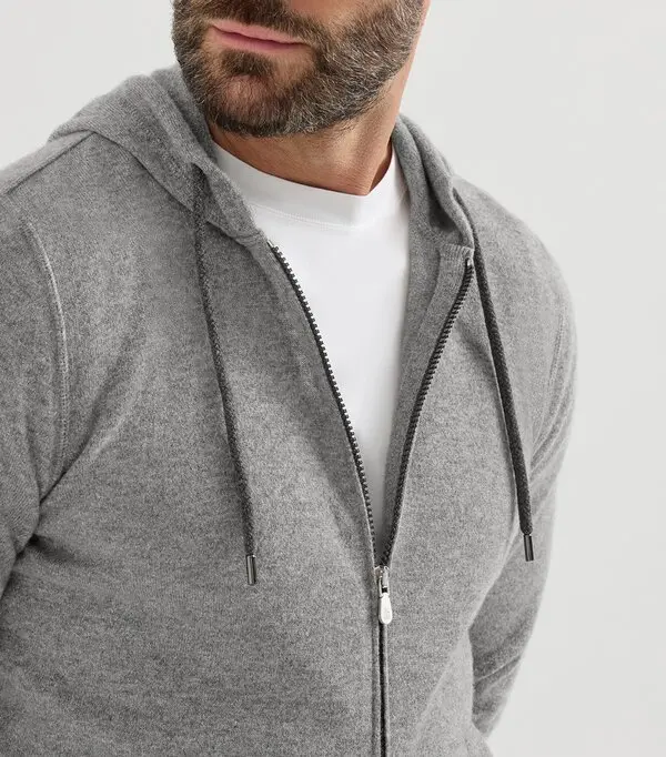 Brunello Cucinelli Cashmere Hooded Cardigan - Grey