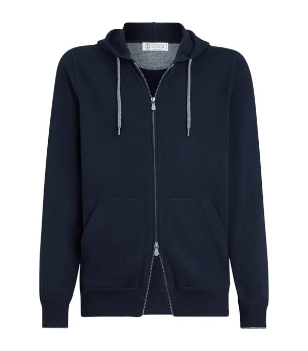 Brunello Cucinelli Cashmere Hooded Cardigan - Blue