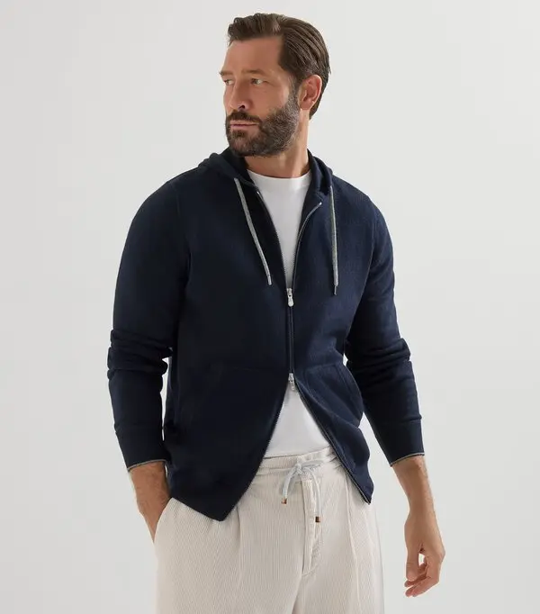 Brunello Cucinelli Cashmere Hooded Cardigan - Blue