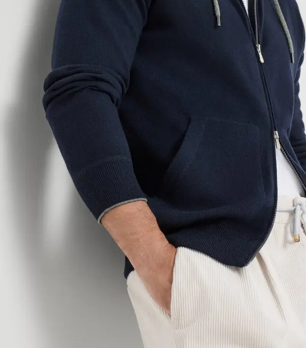 Brunello Cucinelli Cashmere Hooded Cardigan - Blue