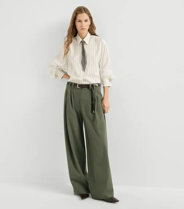 Brunello Cucinelli Tropical Luxury Wool Tailored Trousers