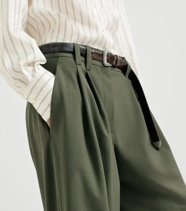 Brunello Cucinelli Tropical Luxury Wool Tailored Trousers