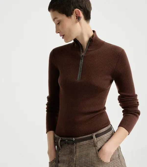 Brunello Cucinelli Wool-cashmere Half-zip Sweater
