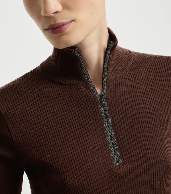 Brunello Cucinelli Wool-cashmere Half-zip Sweater