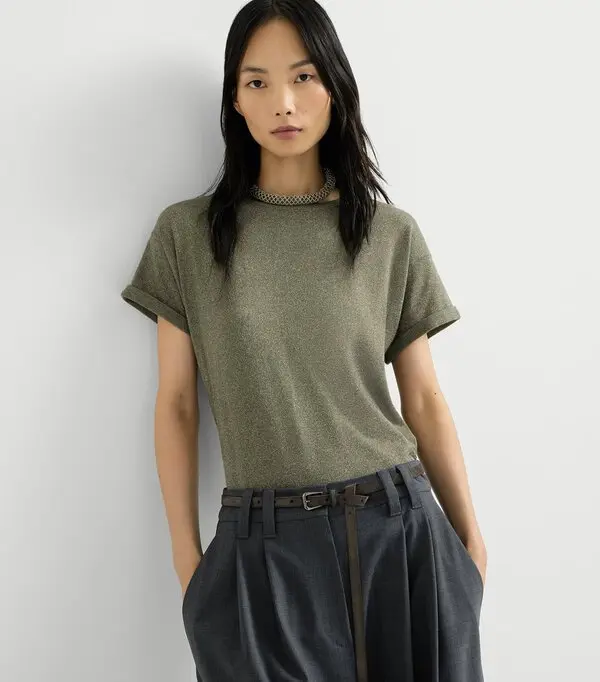 Brunello Cucinelli Cashmere-silk Blend T-shirt - Green