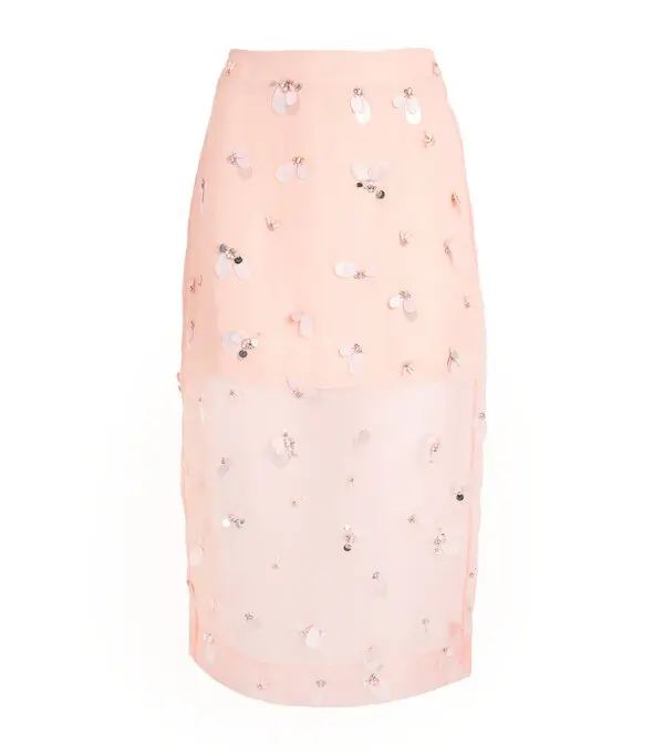 Simkhai Embellished Organza Delilah Midi Skirt