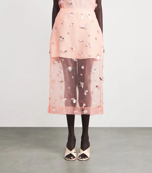 Simkhai Embellished Organza Delilah Midi Skirt